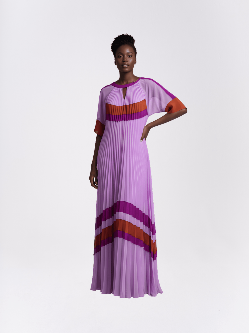 Colour Block Pleated Dress