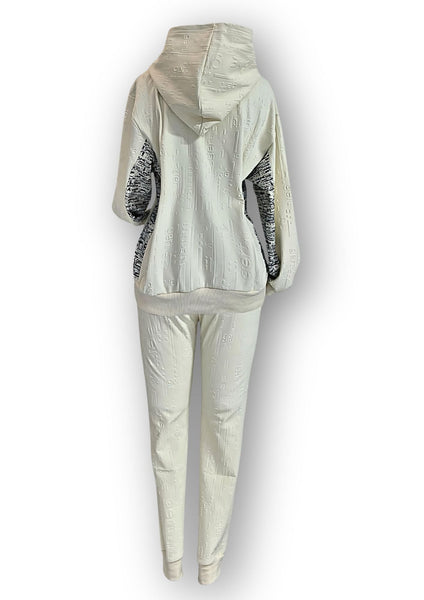 Cream Embossed Gert tracksuit with hoodie – Gert-Johan Coetzee